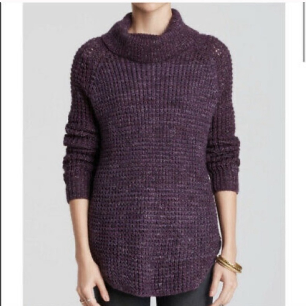 Free People Tweedy Turtleneck Sweater - Gem